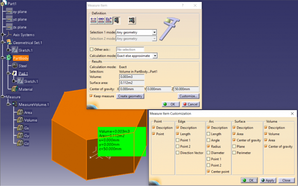 How to measure weight, volume and surface in CATIA V5